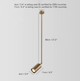 Lux Minimalist Line suspended rod spot light - in brass by Tudo and Co ...