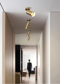 Lux Minimalist Line suspended rod spot light - in brass by Tudo and Co ...