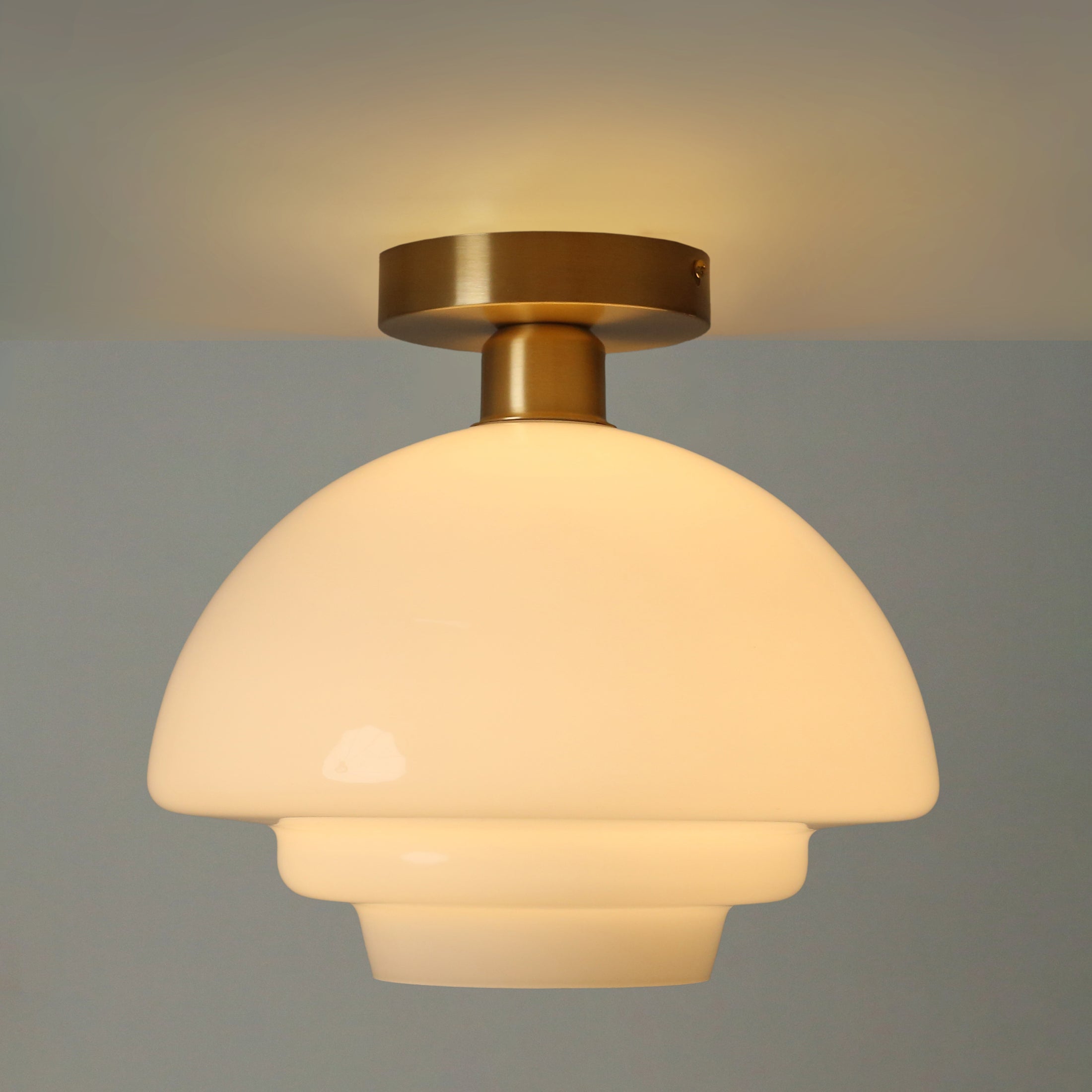 Miller Art Deco Milk Glass Fixed Ceiling Light - Tudo And Co