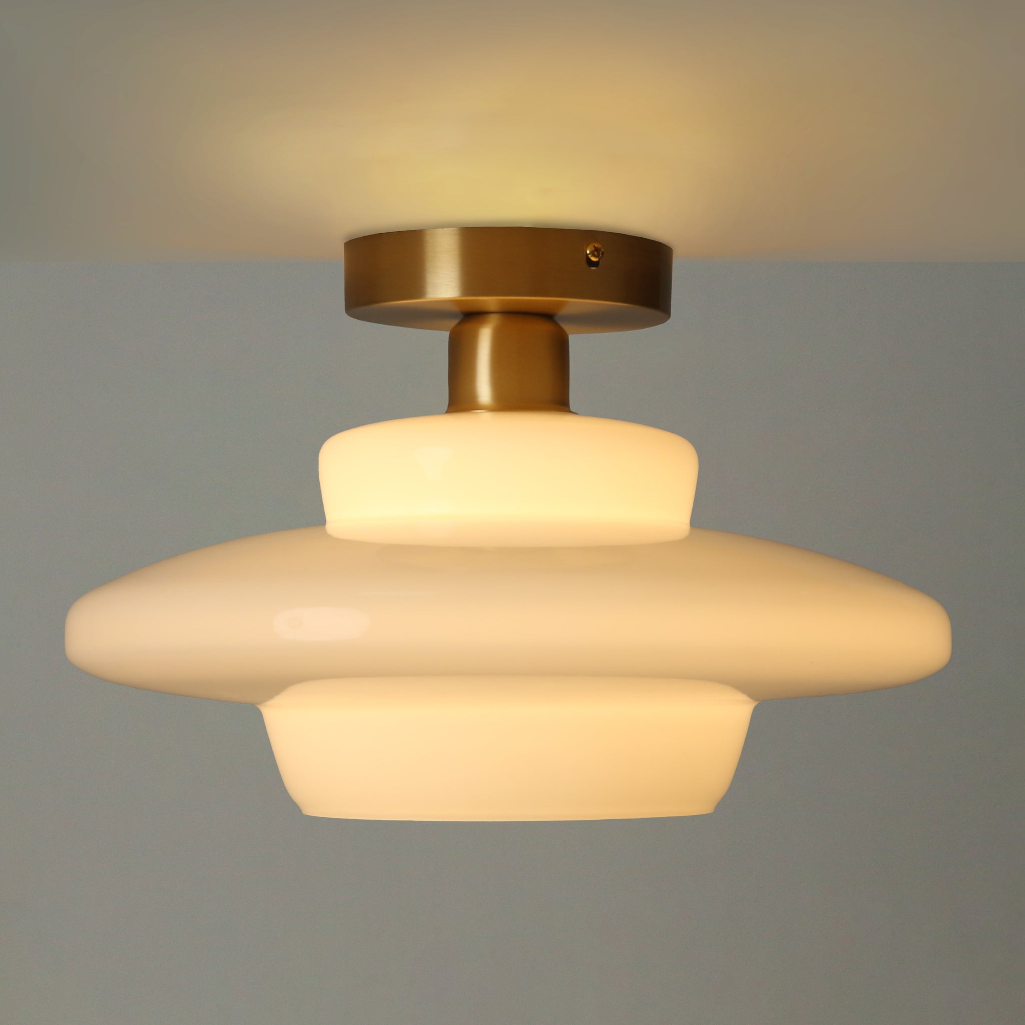 Miller Art Deco Milk Glass Fixed Ceiling Light - Tudo And Co
