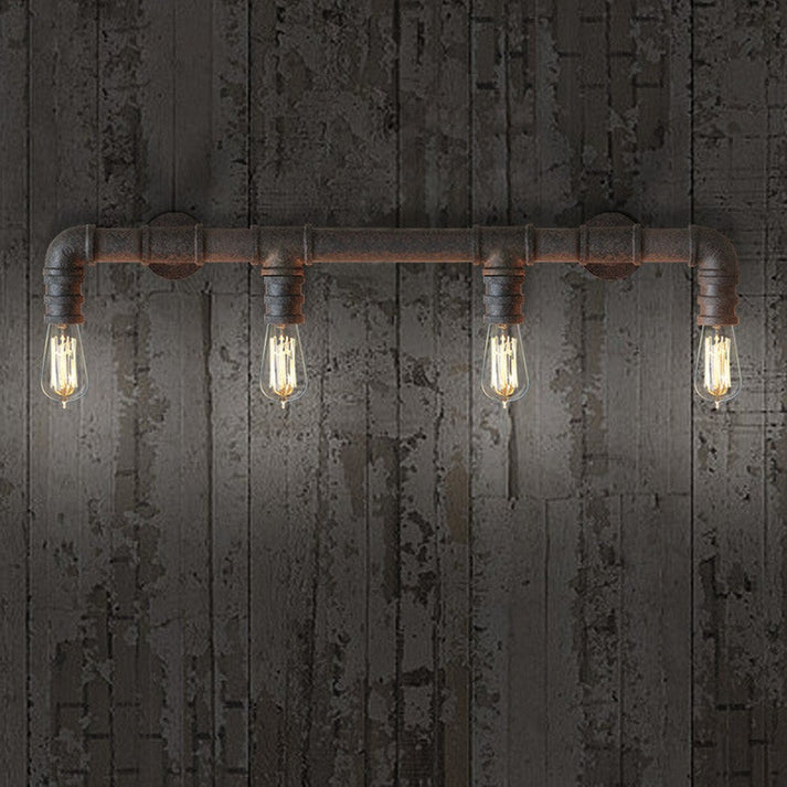 4 head bare bulb Water Pipe Industrial loft wall light sconce – Tudo And Co
