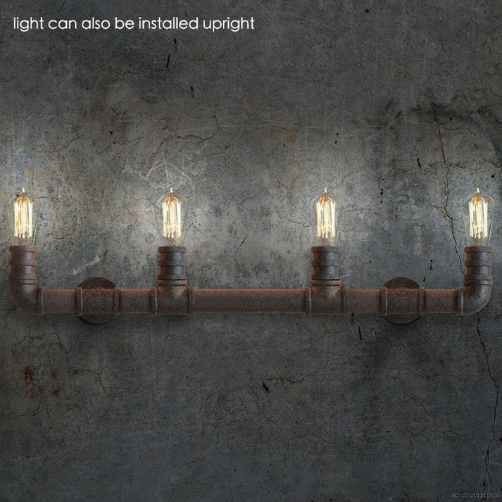 4 head bare bulb Water Pipe Industrial loft wall light sconce – Tudo And Co