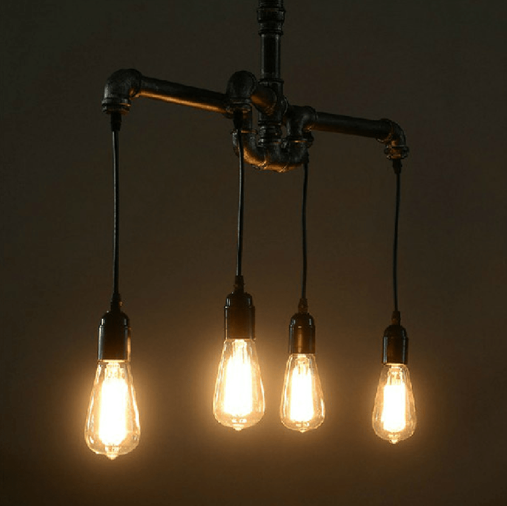 4 head cross water pipe industrial pendant light chandelier – Tudo And Co